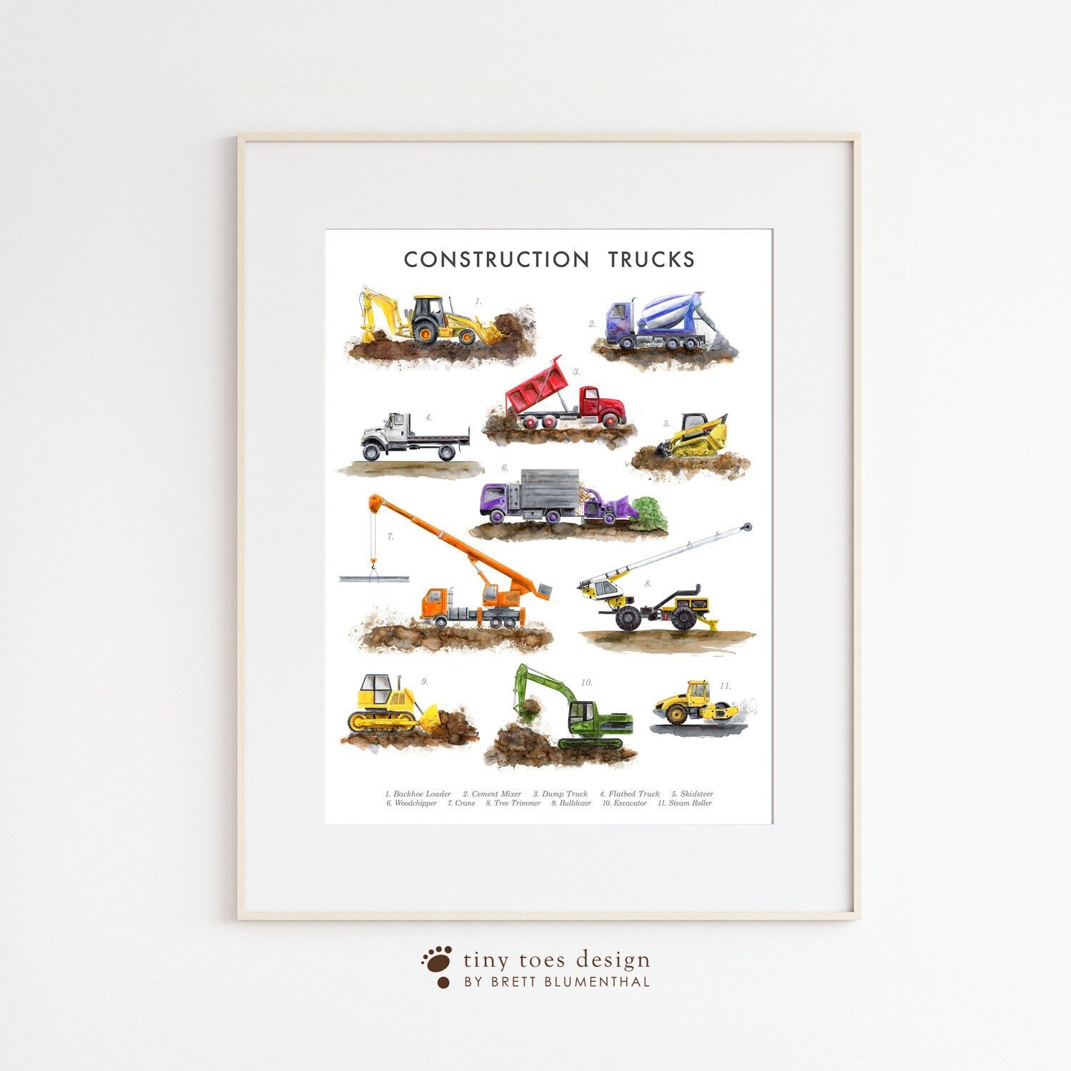 Construction Truck Poster Educational Print Construction | Etsy