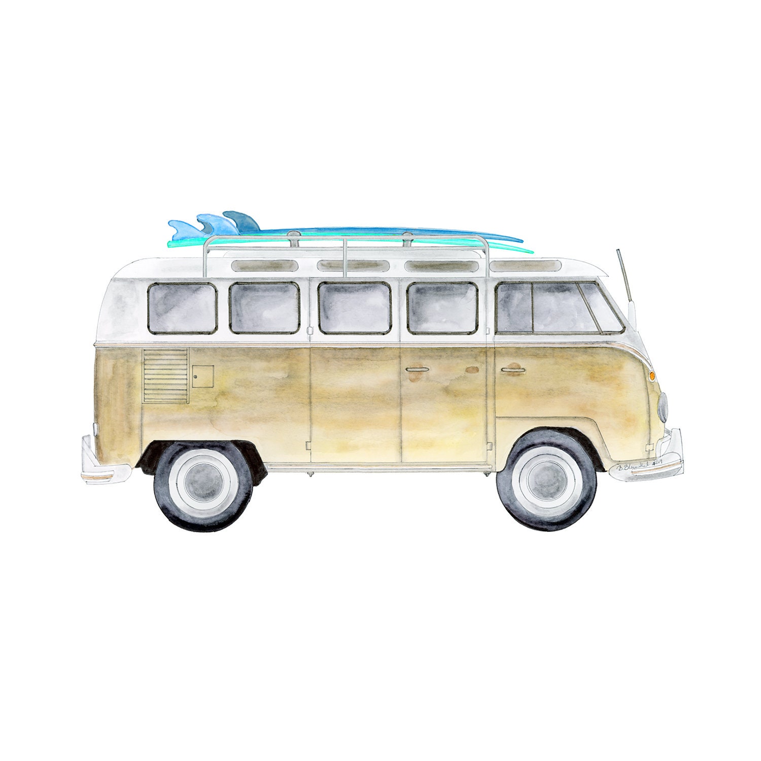 Bus Decor Retro Poster Blue Car Nursery Decor Car Prints | Etsy