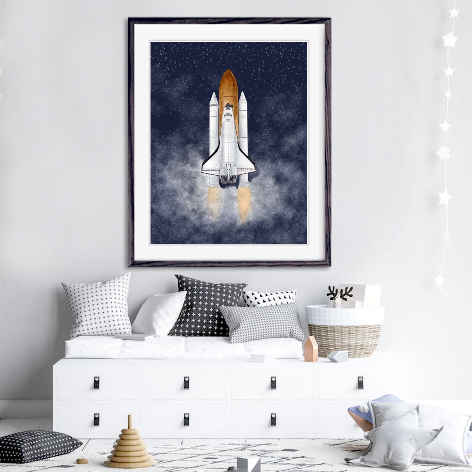 Rocket Poster Space Nursery Print Kids Space Art Outer | Etsy