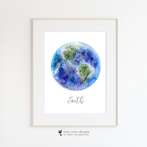 Planet Earth Print Space Wall Art for Kids Outer Space | Etsy