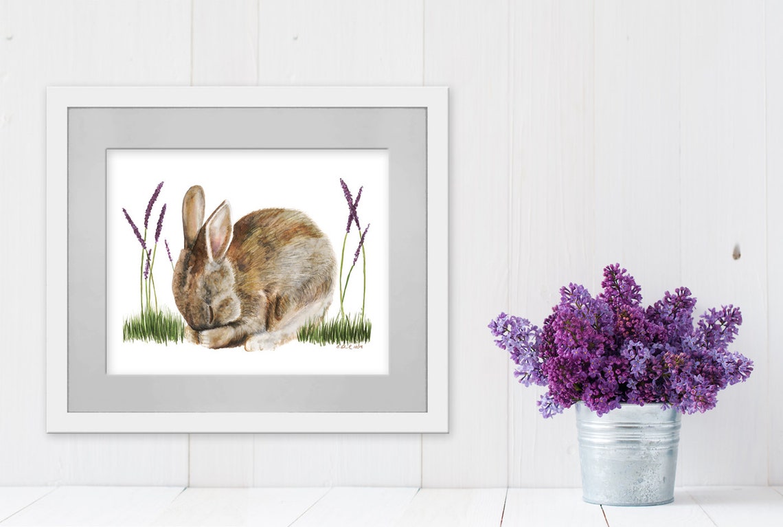 Rabbit Art Woodland Nursery Baby Bunny Nursery Art Rabbit - Etsy