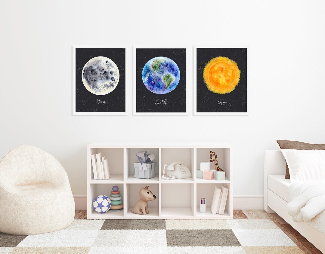 Outer Space Nursery Art, Set of 3 Prints, Space Nursery Print Set ...