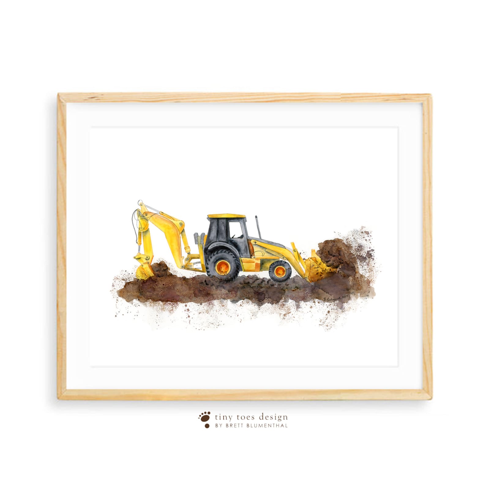 Backhoe Truck Art Boy Room Print Construction Nursery | Etsy