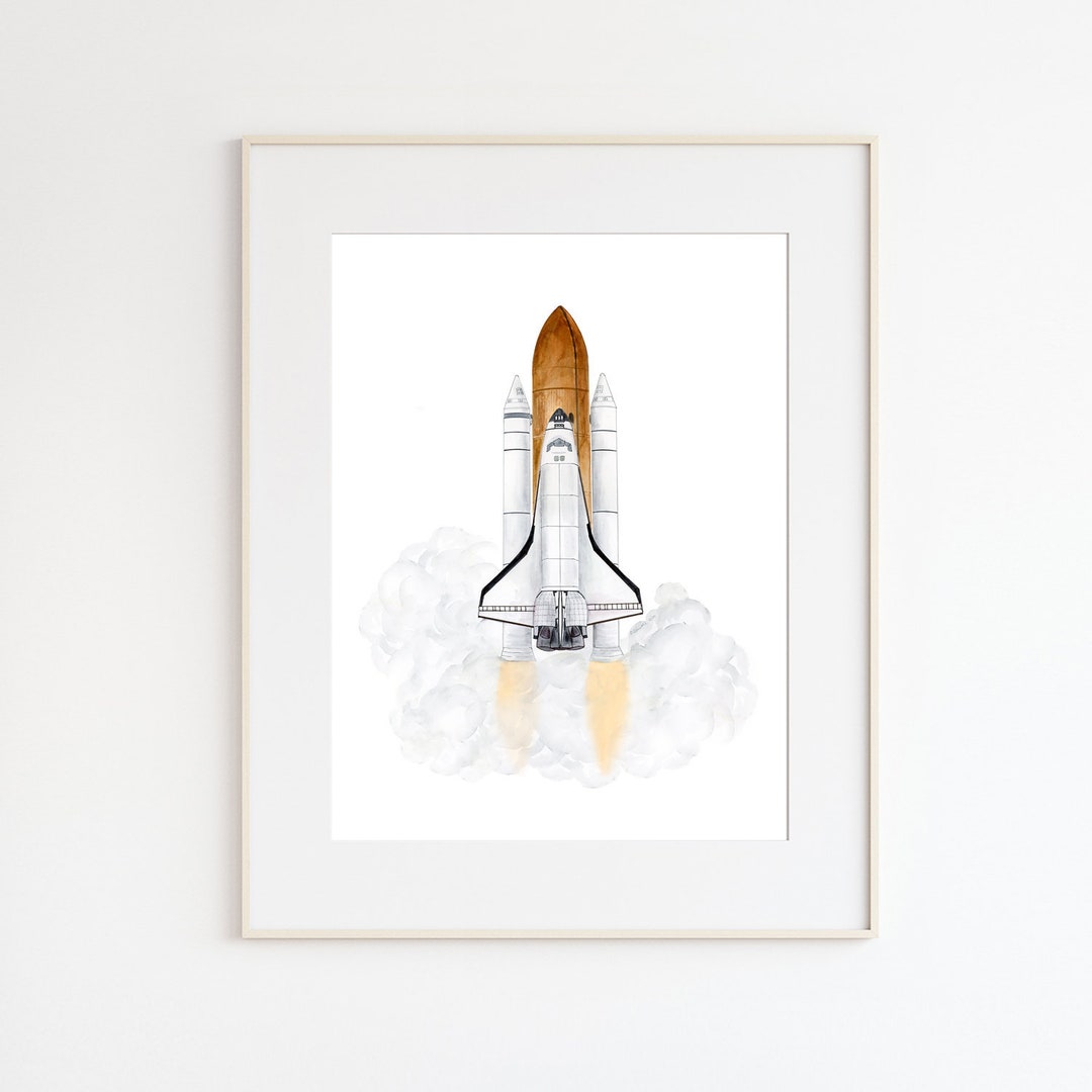 Rocket Poster Space Nursery Print Kids Space Art Outer - Etsy