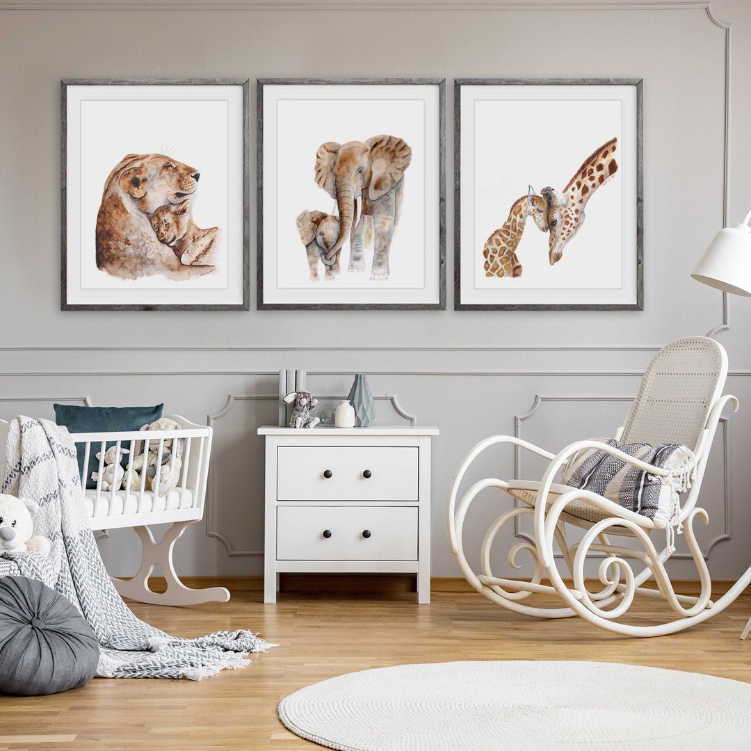 Mom and Baby Animal Prints, Safari Animal Print Set, Baby Nursery Decor ...