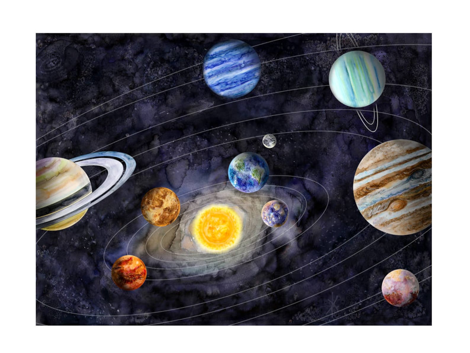 Solar System Art - Space Nursery Decor - Kids Room Decor - Space Print ...