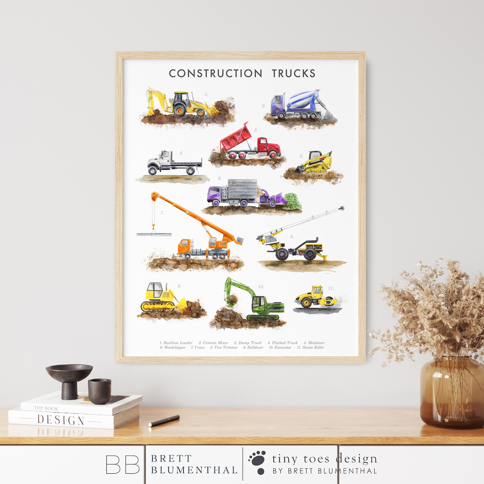 Construction Truck Poster, Educational Print, Construction Art, Truck ...