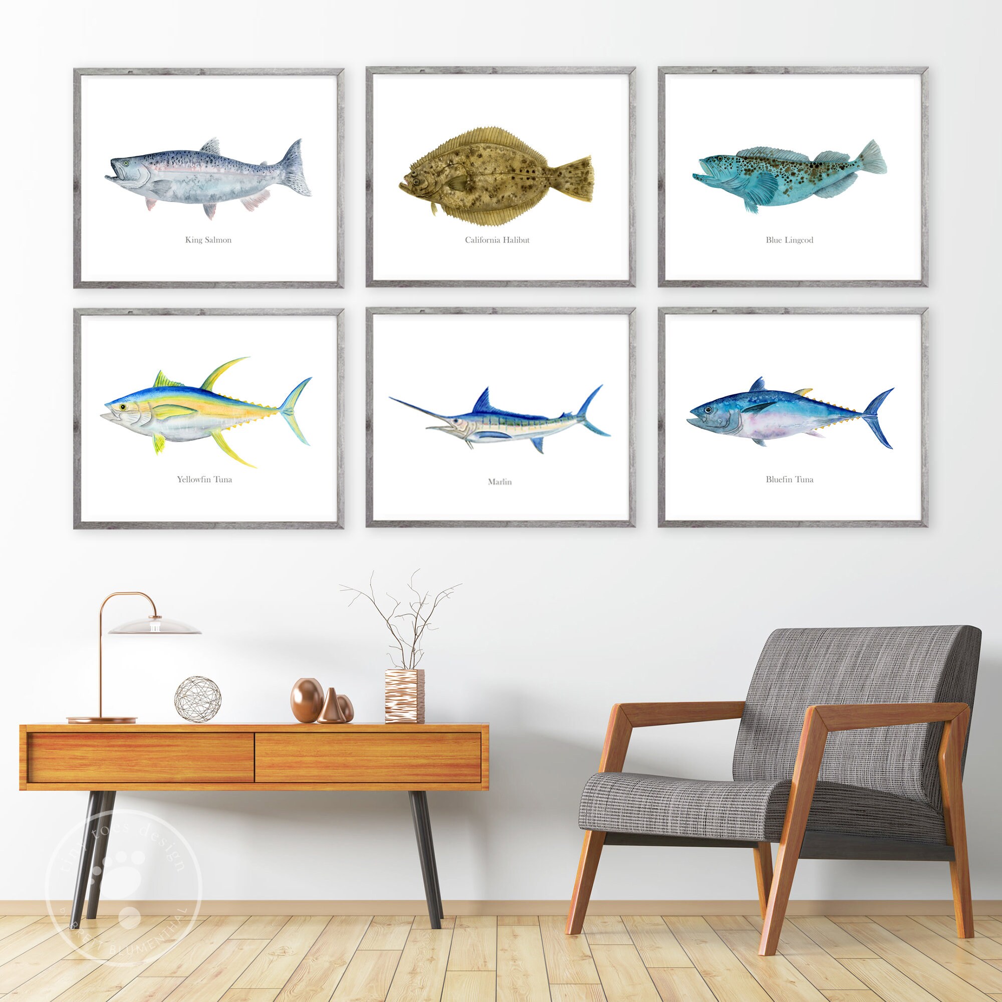 Blue Lingcod Art Print, Lingcod Watercolor, Realistic Fish Wall Art ...