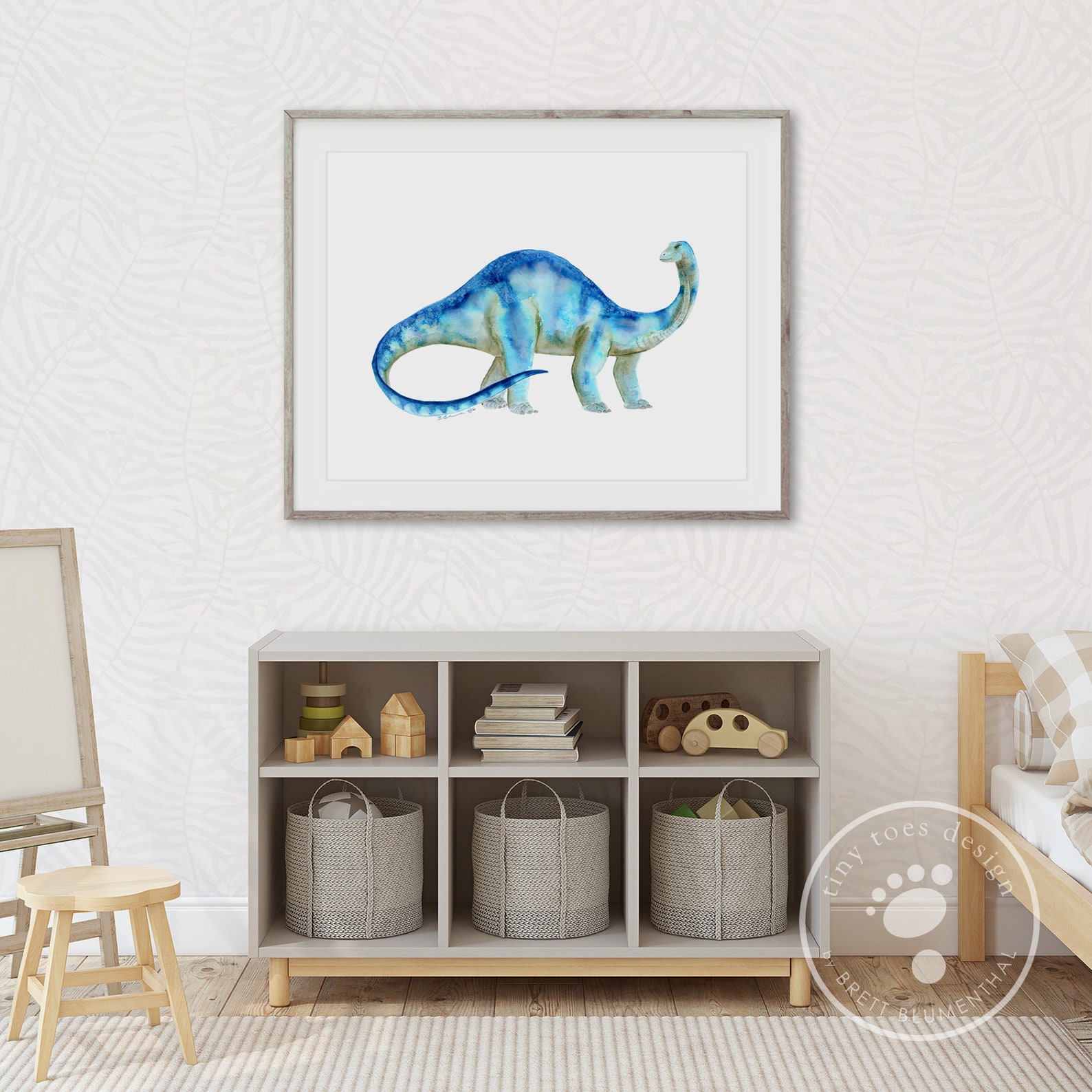 Dinosaur Wall Art, Brontosaurus Watercolor, Dinosaur Decor, Dino Art ...