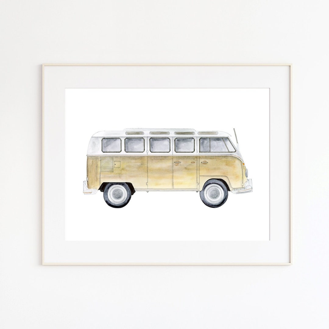 Boho Decor, Surf Bus Art, California Wall Art, Camper Van, Retro Poster ...