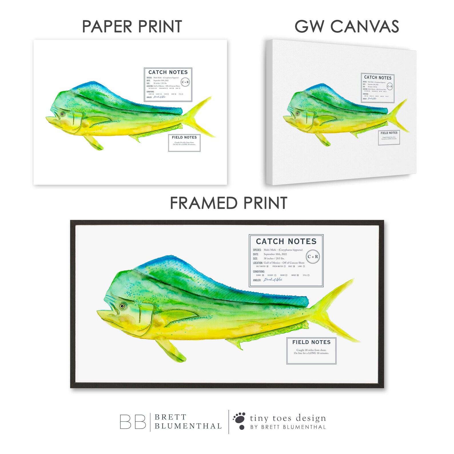 Custom Mahi Mahi Wall Art – Dorado Watercolor Fishing Gift for Men - Etsy