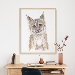 Wildcat Artwork, Baby Bobcat, Big Cat Art Print, Woodland Animal Art ...