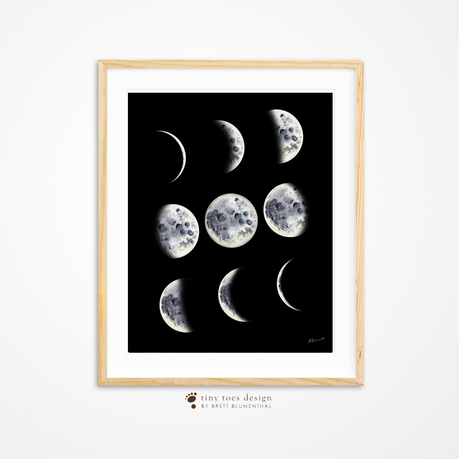 Realistic Moon Poster - Moon Phase Print - Lunar Phases - Moon Art ...