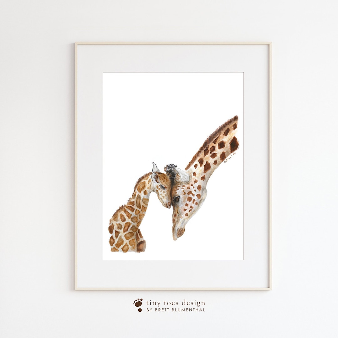 Giraffe Nursery Wall Art Mom and Baby Giraffe Art Safari - Etsy