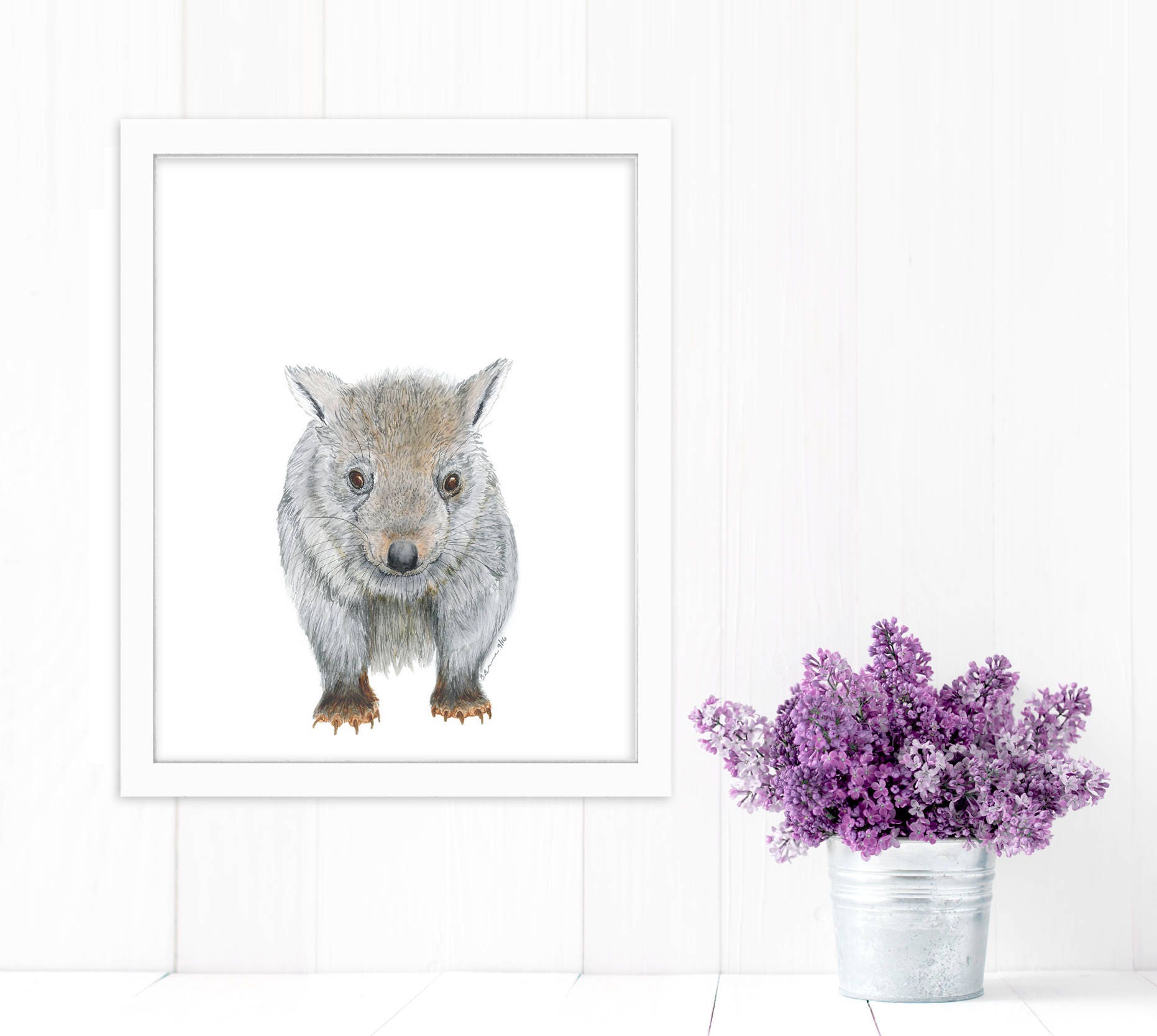 Baby Wombat Watercolor Australian Nursery Art Baby Animal | Etsy