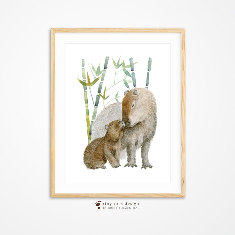 Capybara Print Rainforest Animal Art Jungle Nursery Art | Etsy