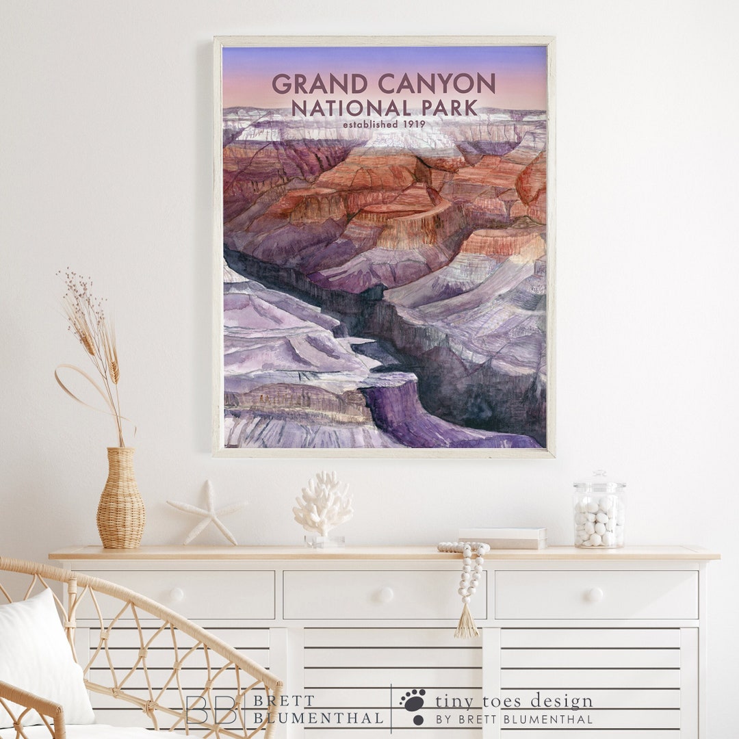 Grand Canyon National Park Poster, Yavapai Point Watercolor Print, USA ...