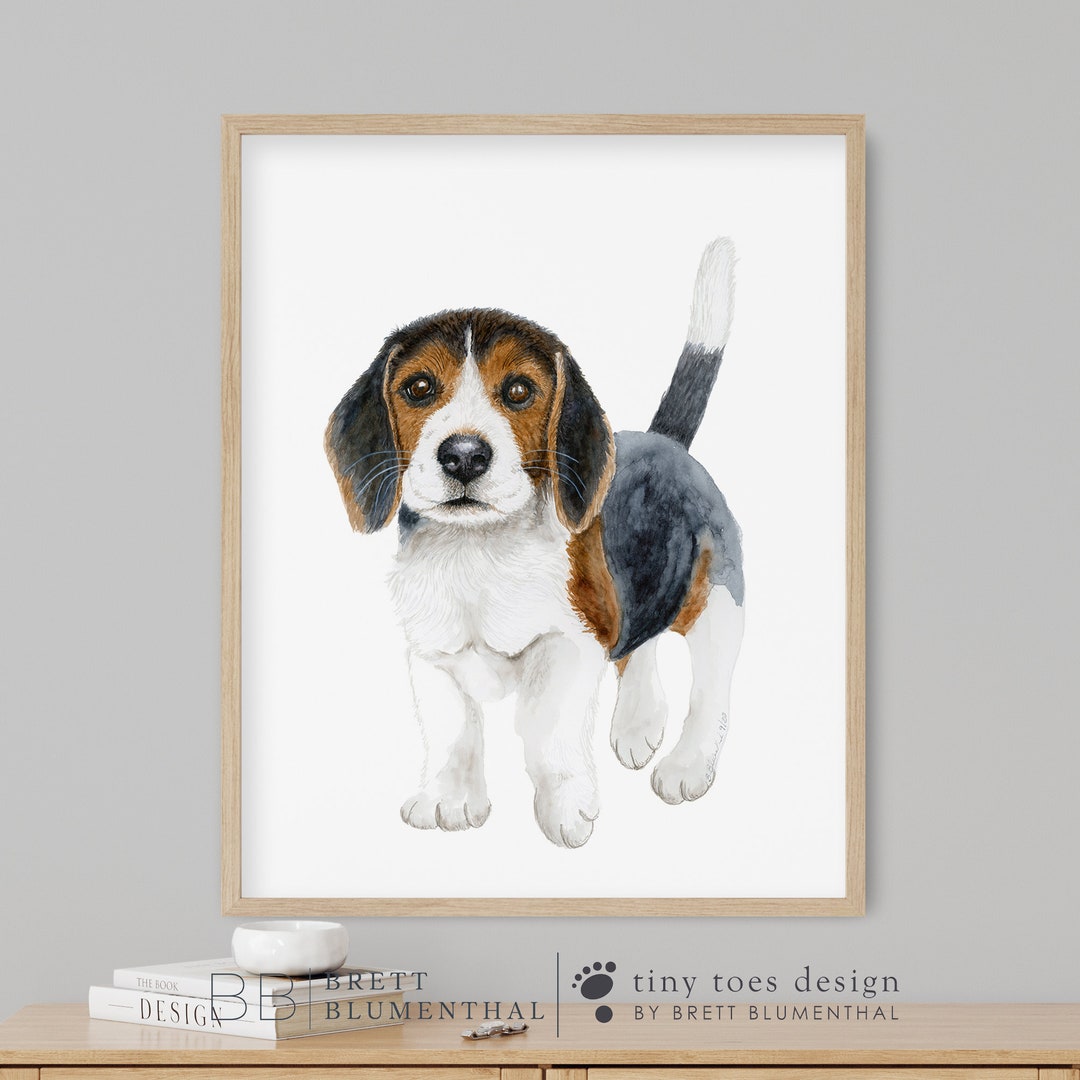 Beagle Puppy Print, Dog Nursery Print, Puppy Portrait, Puppy Dog Art ...