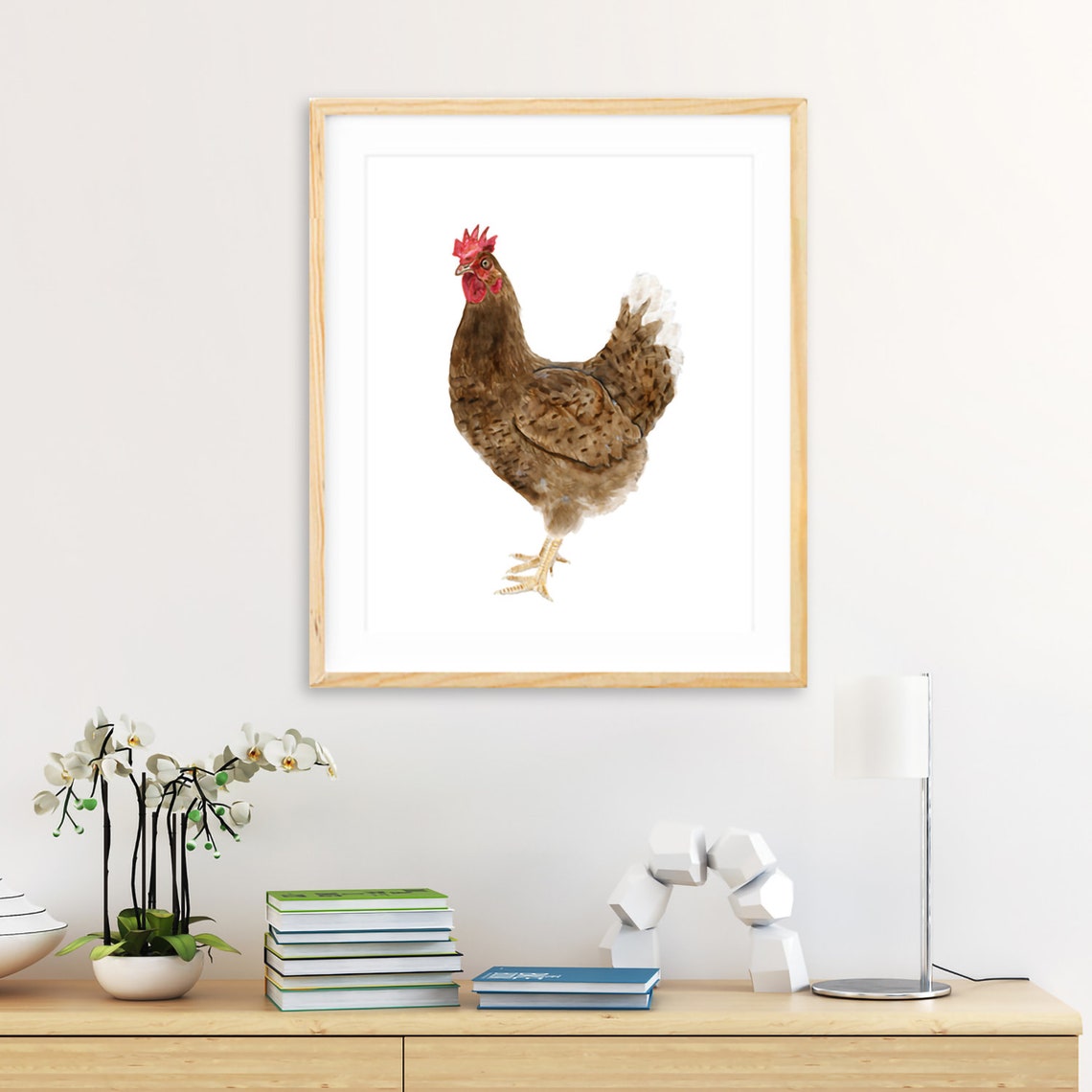 Chicken Watercolor Farm Animal Print Housewarming Gift Pet | Etsy