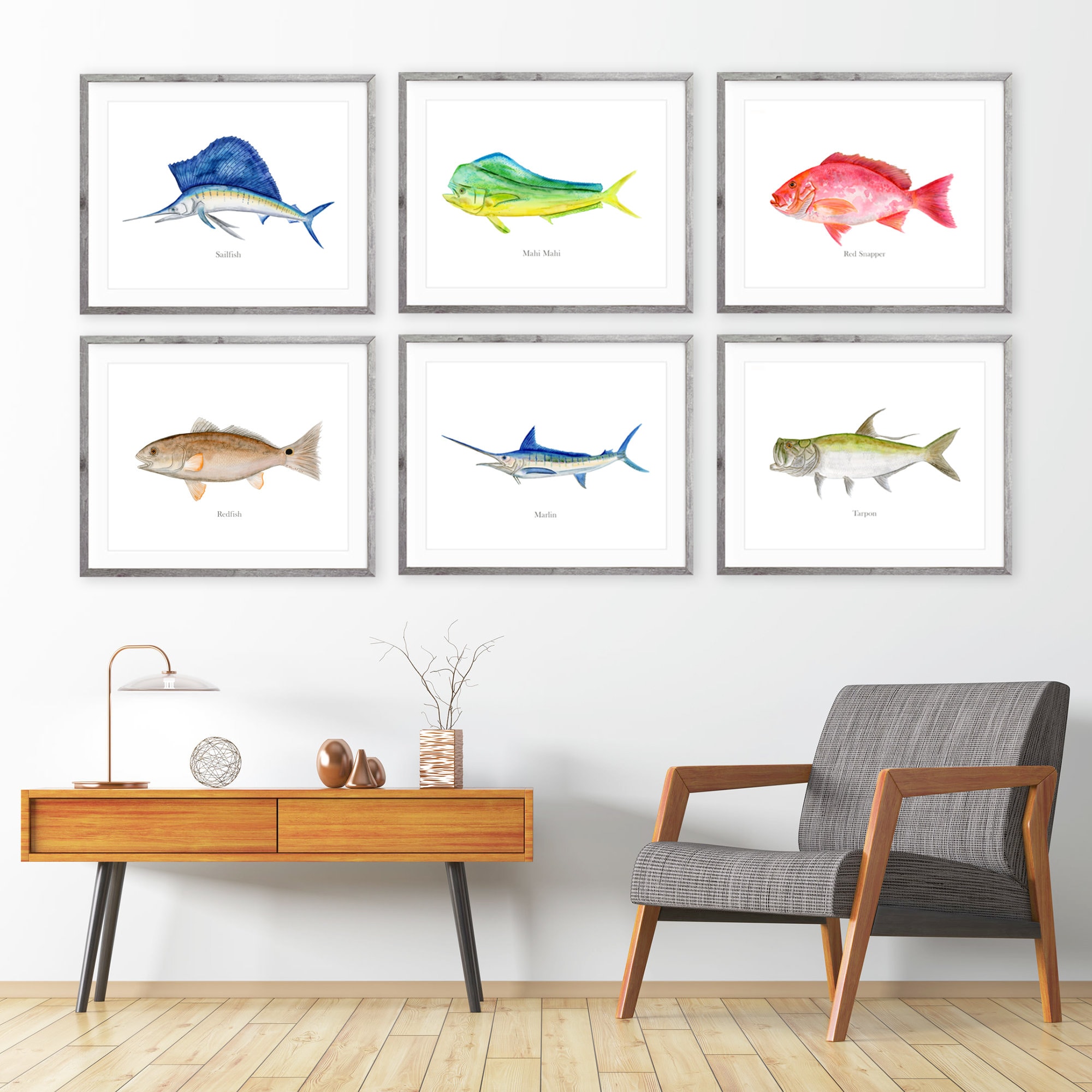 Red Snapper Wall Art, Red Snapper Print, Fish Watercolor, Gift for ...