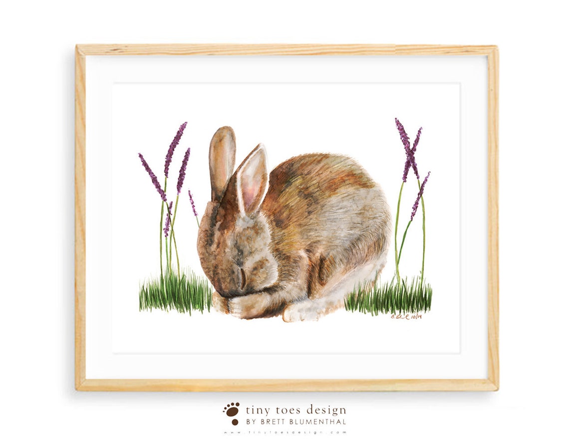 Rabbit Art Woodland Nursery Baby Bunny Nursery Art Rabbit - Etsy