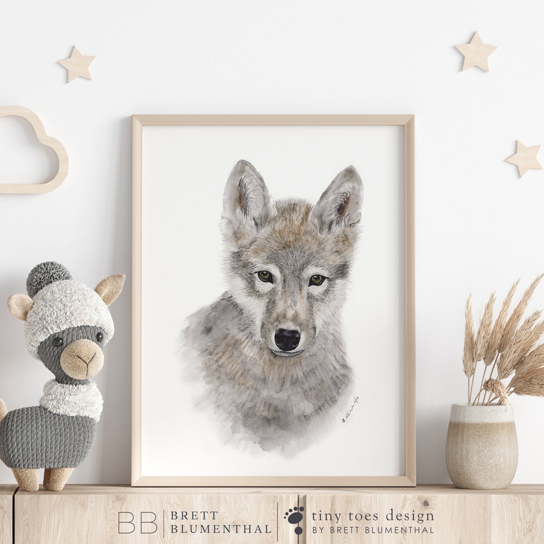 Woodland Nursery Decor, Baby Wolf Print, Woodland, Baby Animal Print ...