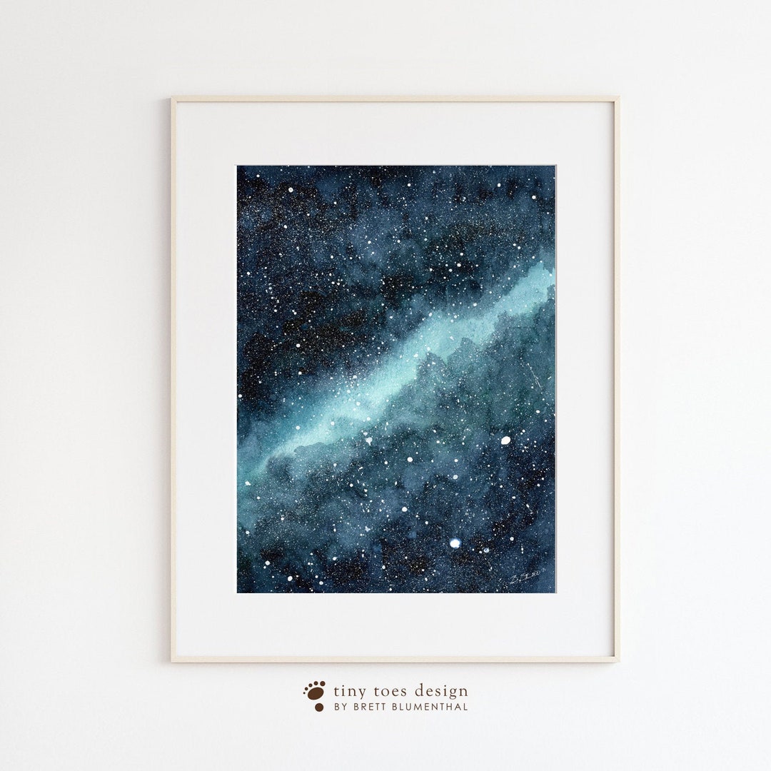 Abstract Nebula Art Galaxy Watercolor Space Print Blue - Etsy