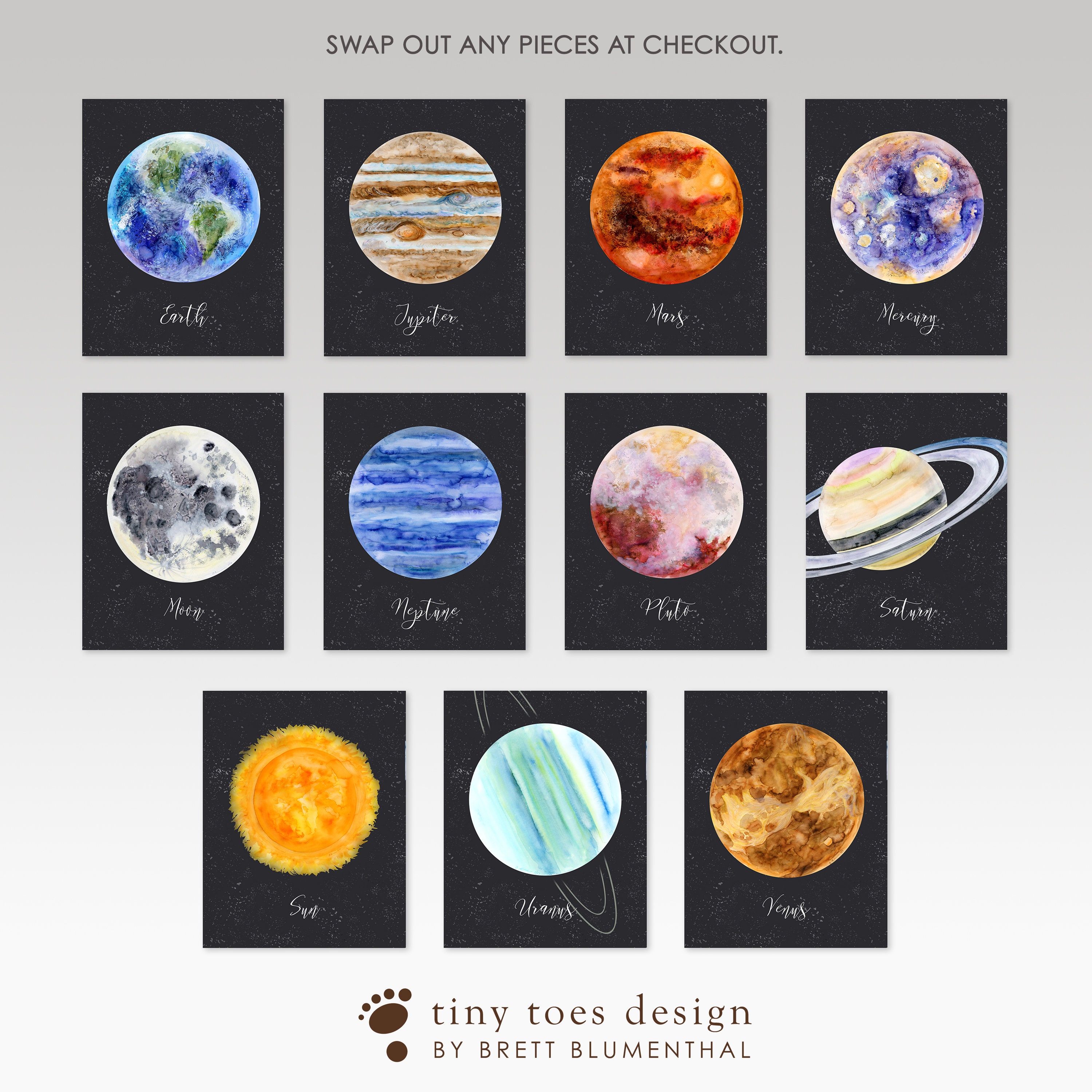 Space Nursery Decor, Solar System Print Set of 11, Space Astronomy ...