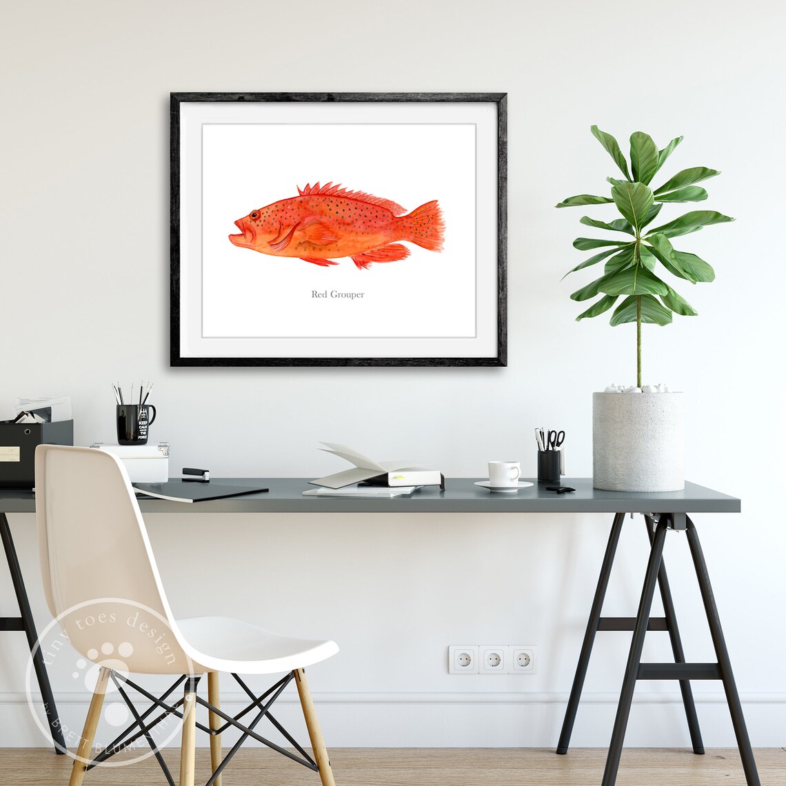 Red Watercolor Fish Red Grouper Fish Painting Grouper Fish - Etsy