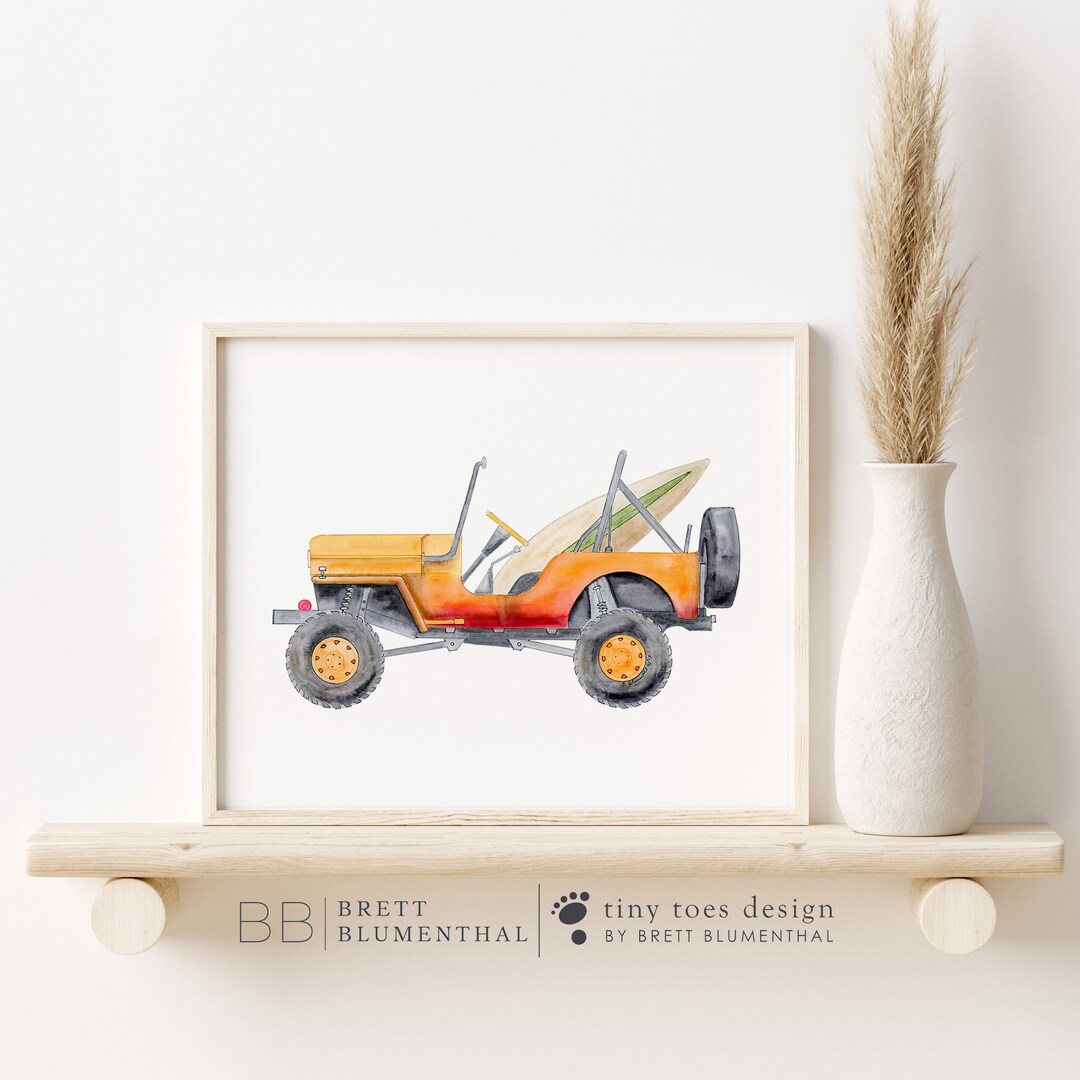 Off Road Vehicle Print, Vintage Car Print, SUV Nursery Art, 4 Wheeler ...