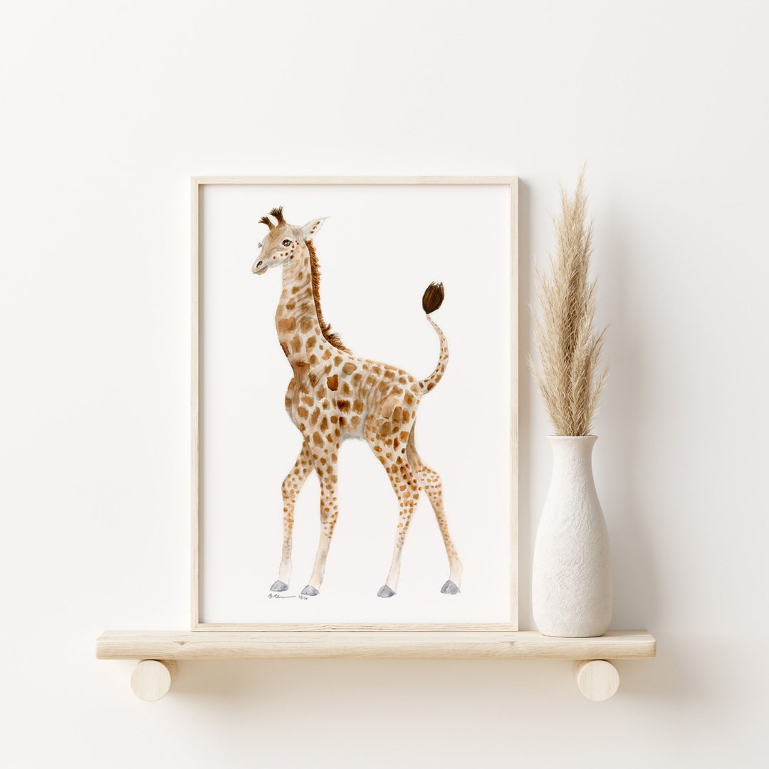 Baby Giraffe Print - Safari Nursery Decor - Giraffe Watercolor ...