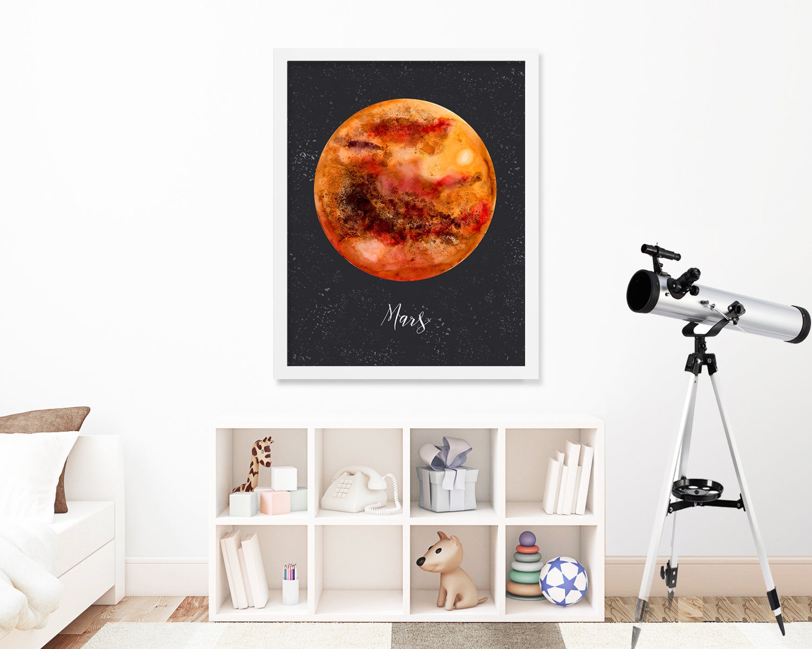 Planet Watercolor Mars Art Print Planet Mars Art Mars | Etsy