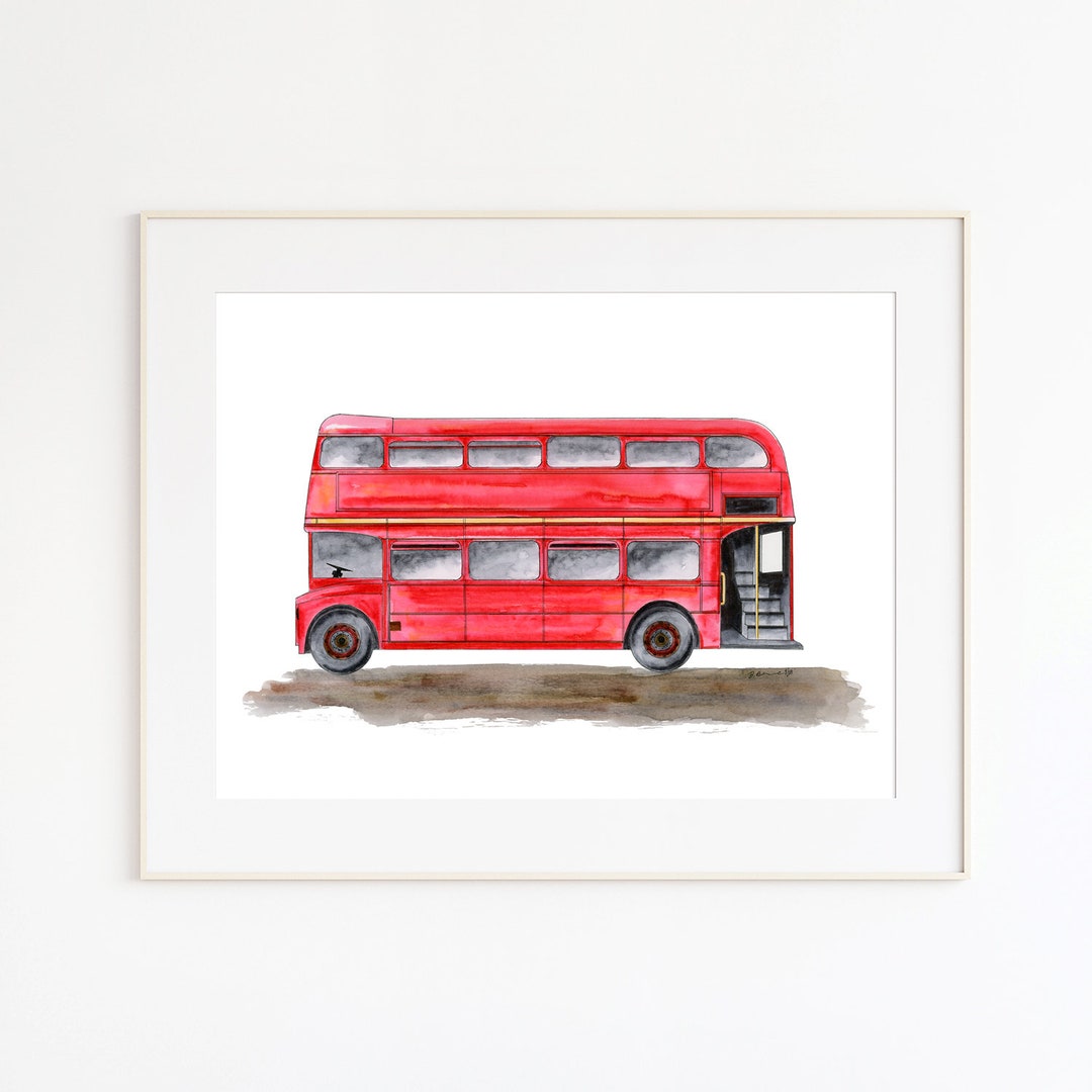 London Red Bus, Double Decker Bus Print, Kids Transport Themed Art ...