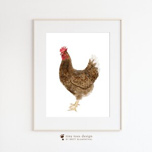 Chicken Watercolor, Farm Animal Print, Housewarming Gift, Pet Chicken ...