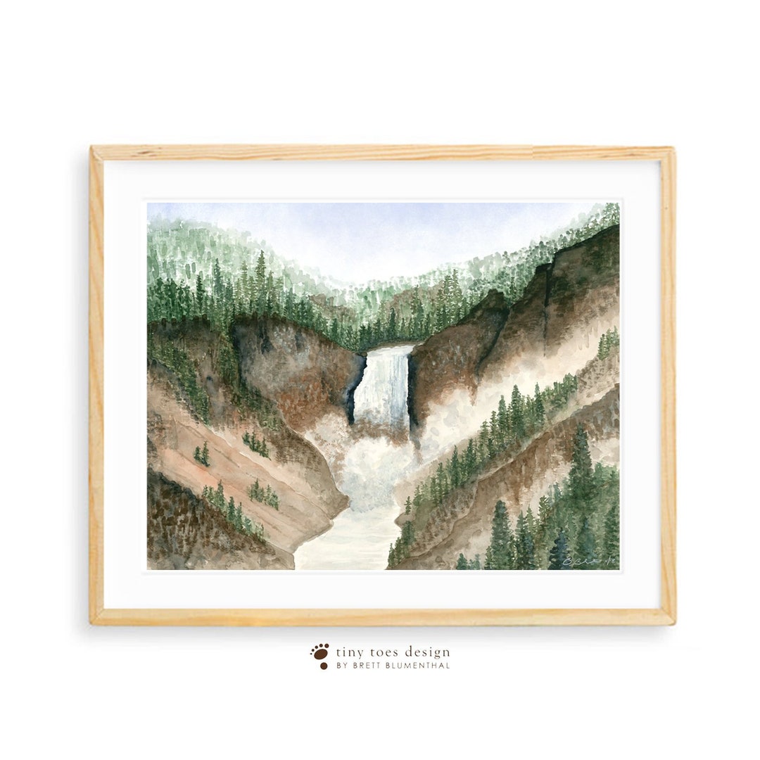 Yellowstone National Park Poster, Watercolor Painting, Yellowstone Wall ...