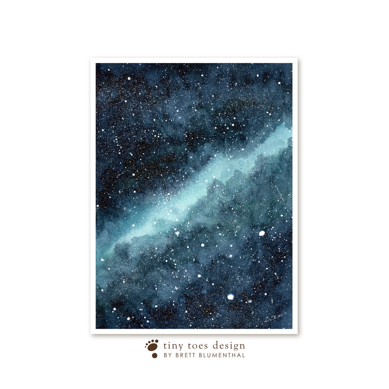 Abstract Nebula Art Galaxy Watercolor Space Print Blue | Etsy