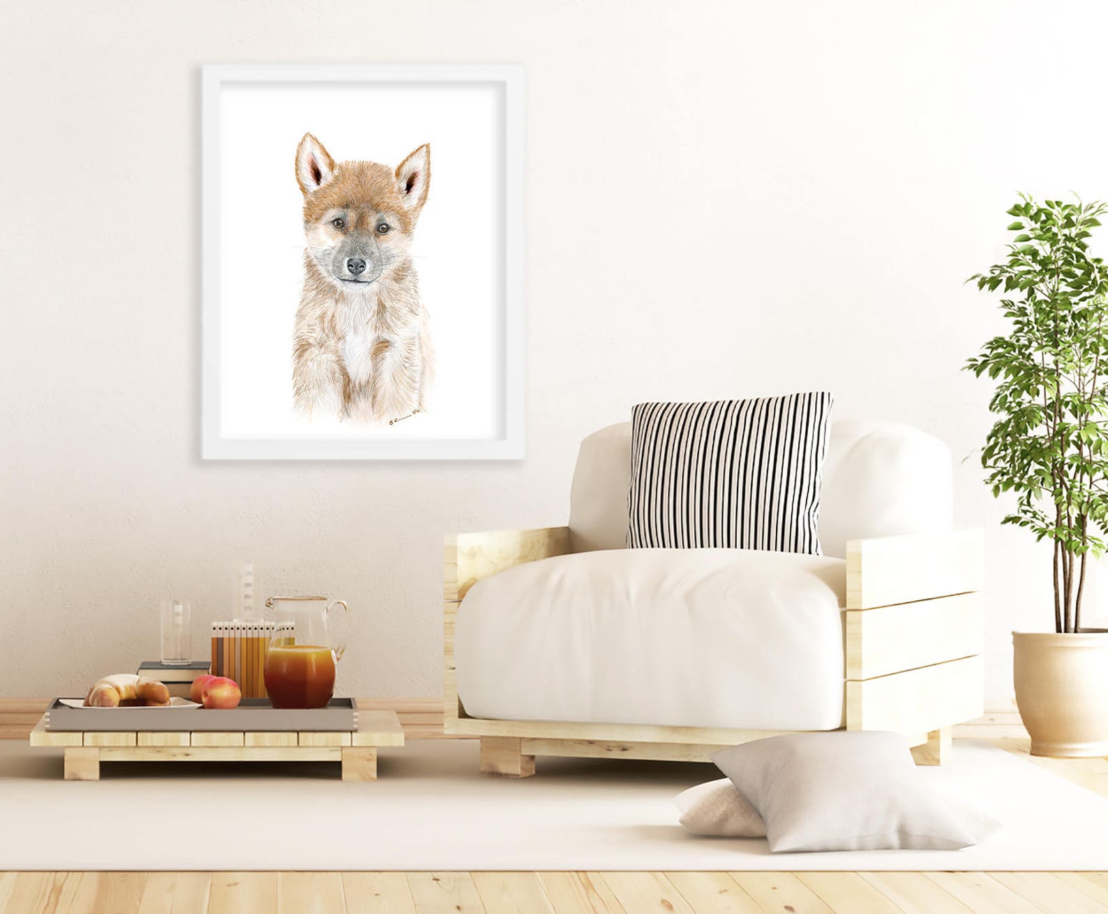 Baby Dingo Art Australian Nursery Print Baby Animal Print | Etsy