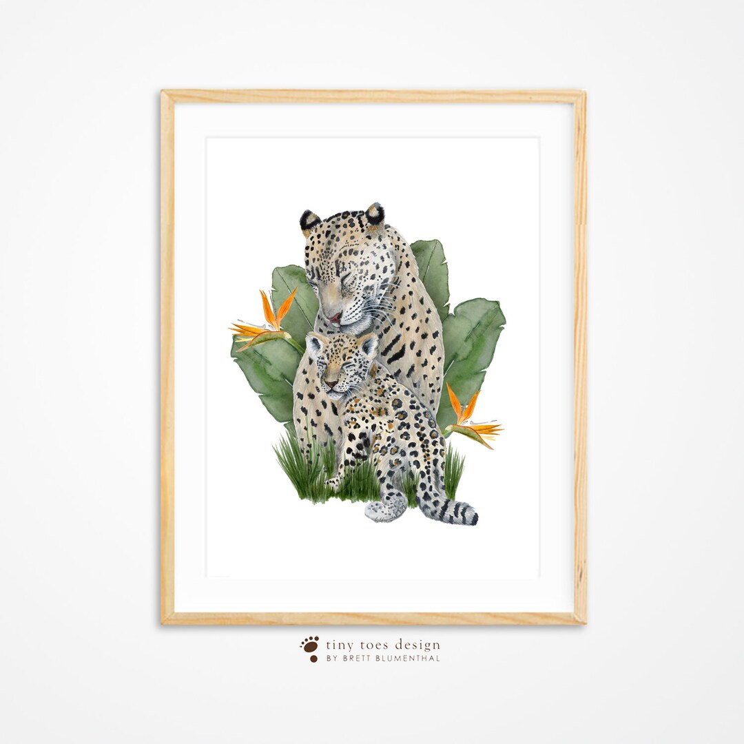 Jaguar Print, Big Cat Jungle Nursery Print, Jaguar Watercolor, Mom and ...