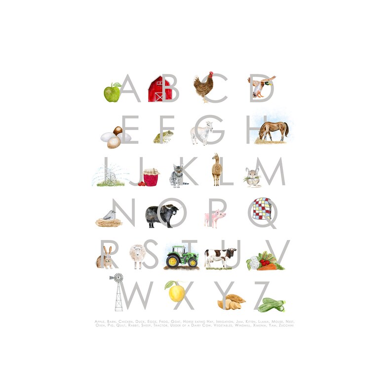 Farm Nursery Decor, Alphabet Number Prints, Educational Posters, Farm ...