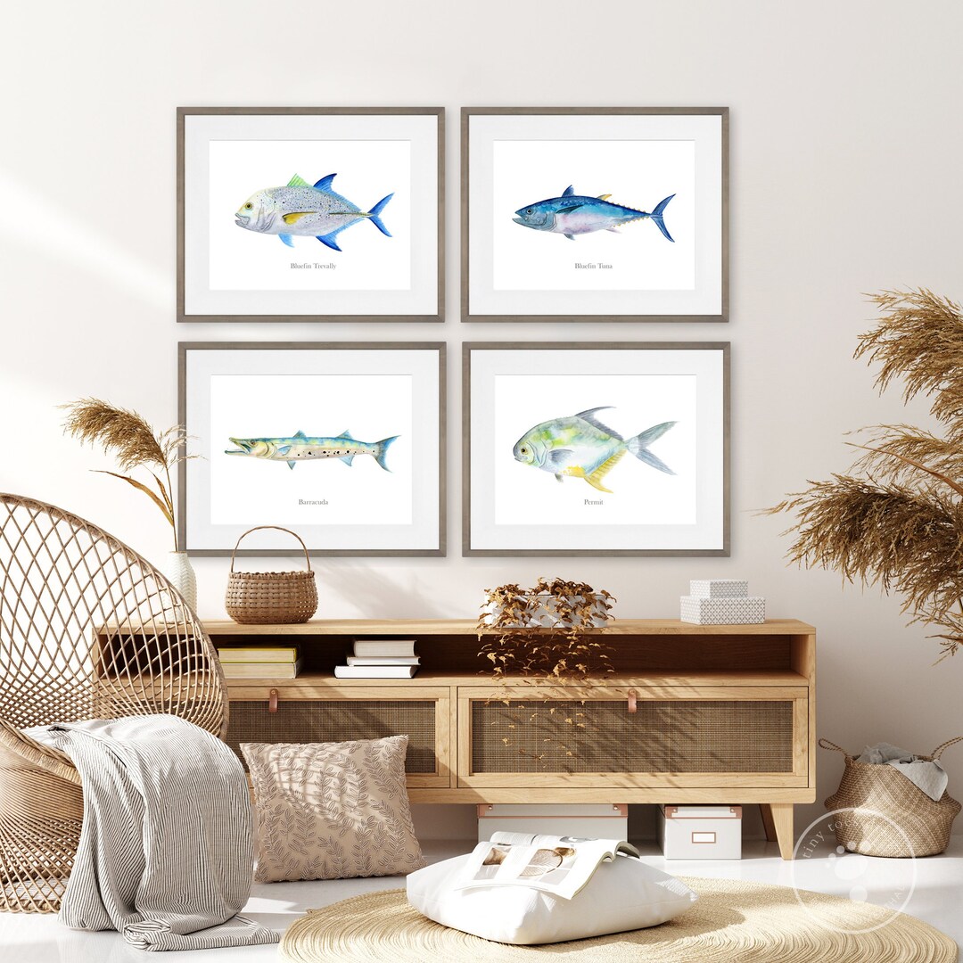 Framed Fish Prints, Fish Print Wall Art, Watercolor Fish, Sport Fishing ...
