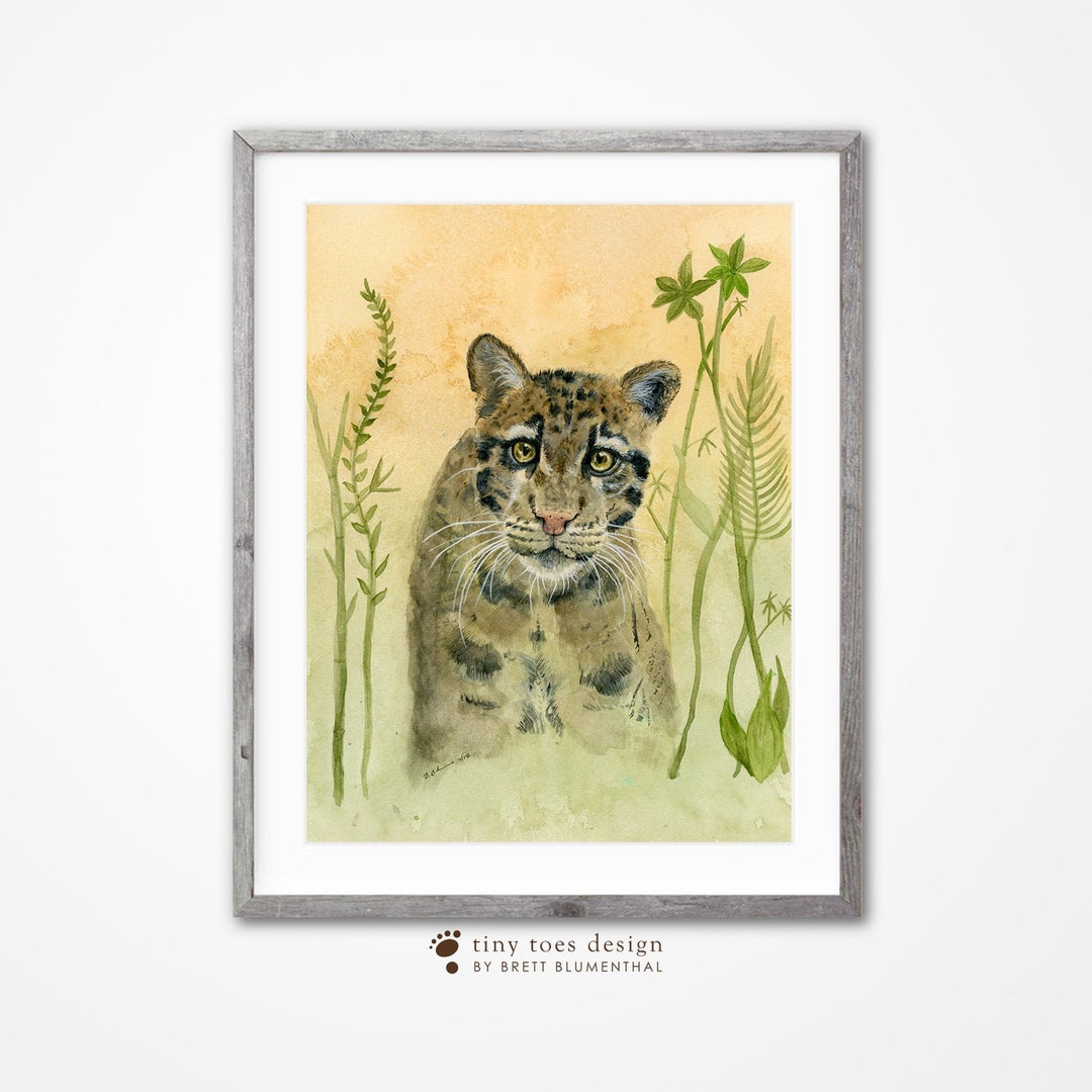 Clouded Leopard Watercolor, Big Cat Art Print, Jungle Animal Art ...