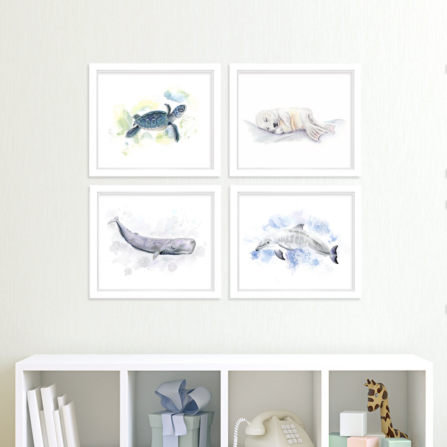 Dolphin Print Ocean Animal Watercolor Sea Life Wall Art - Etsy