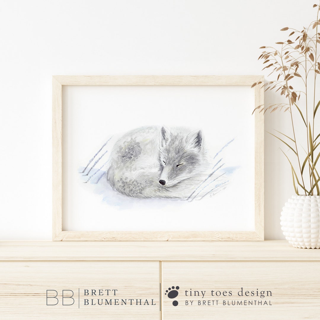 Fox Nursery Art, Sleeping Animal Print, Sleeping Fox Print, Arctic Fox ...