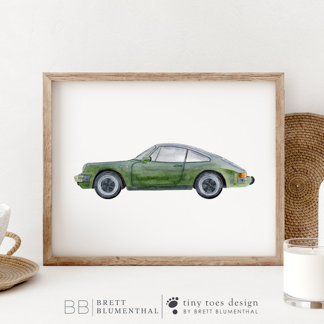 Sports Car Art, Classic Car Print, Retro Poster, Green Race Car Print ...