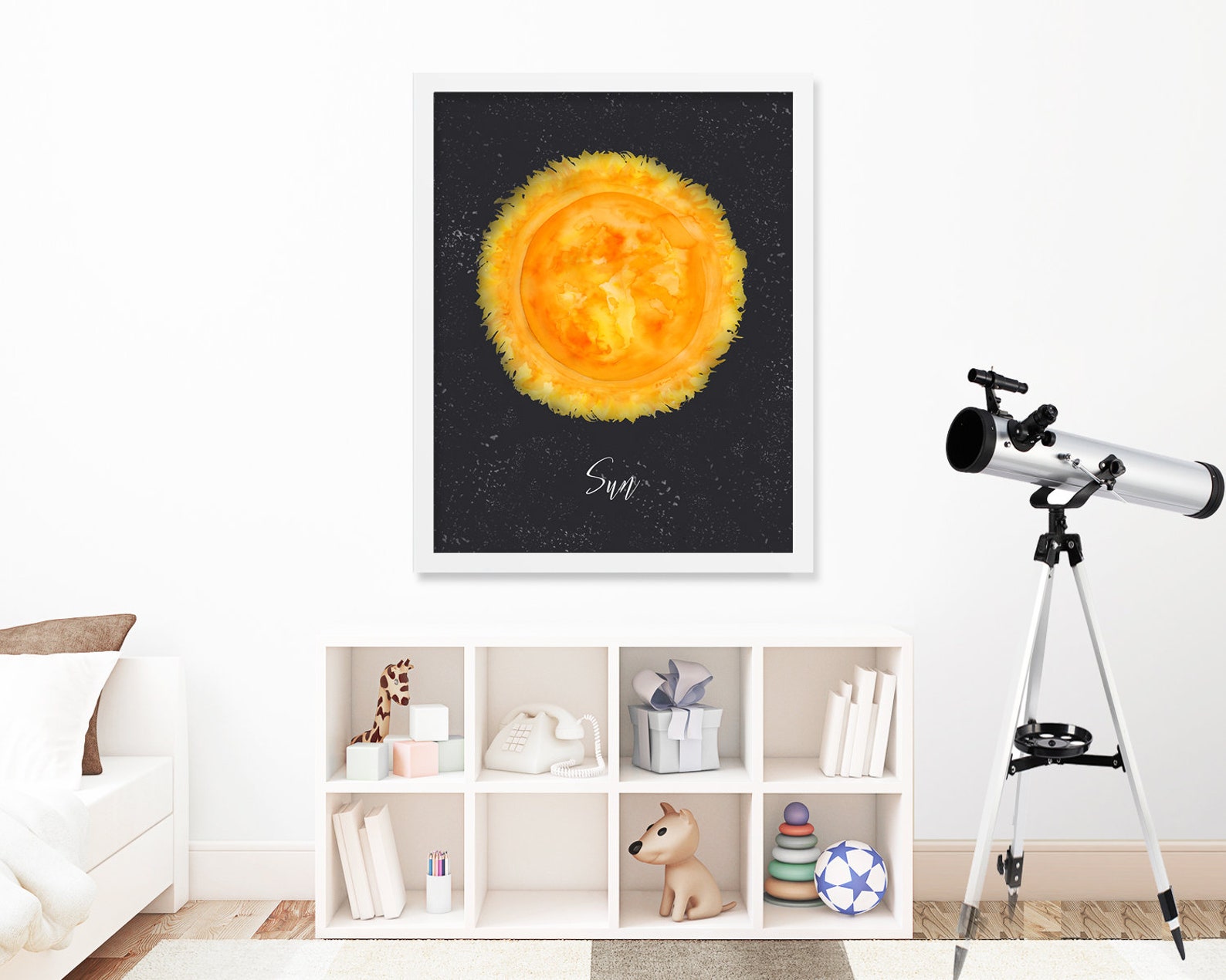 Sun Watercolor Print Sun Nursery Art Space Wall Art for - Etsy