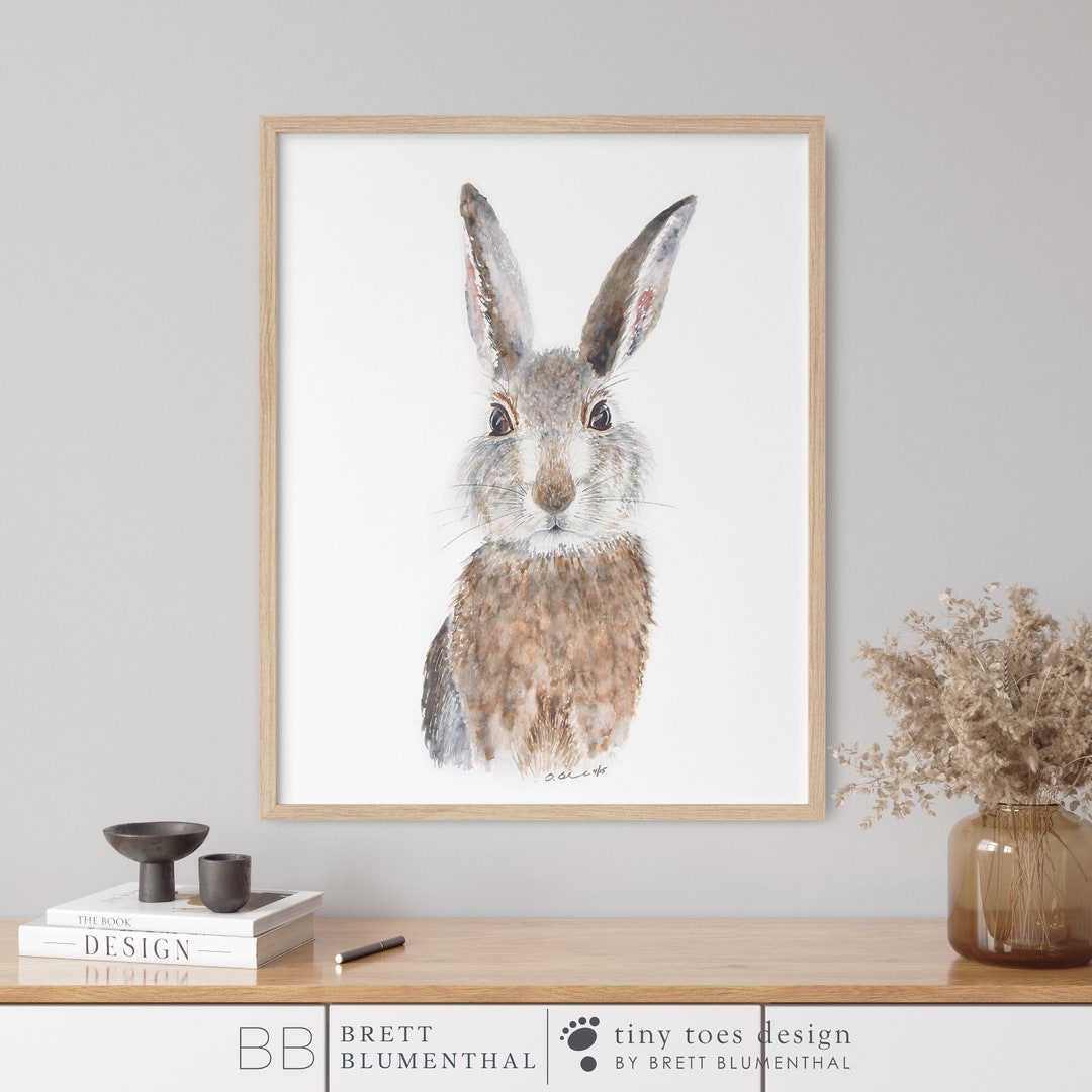 Woodland Nursery Art, Baby Rabbit Watercolor, Bunny Print, Baby Animal ...