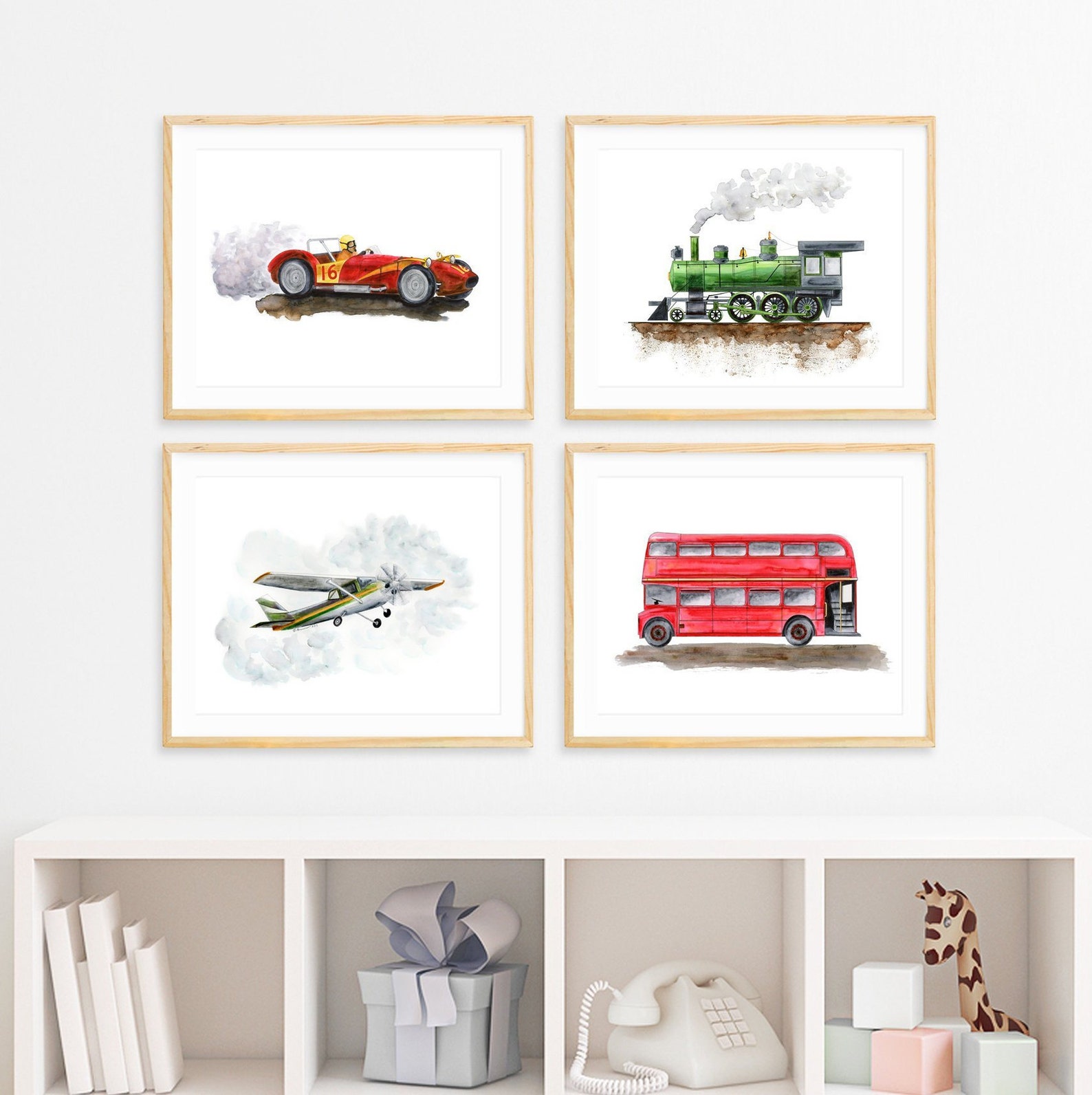 London Red Bus, Double Decker Bus Print, Kids Transport Themed Art ...