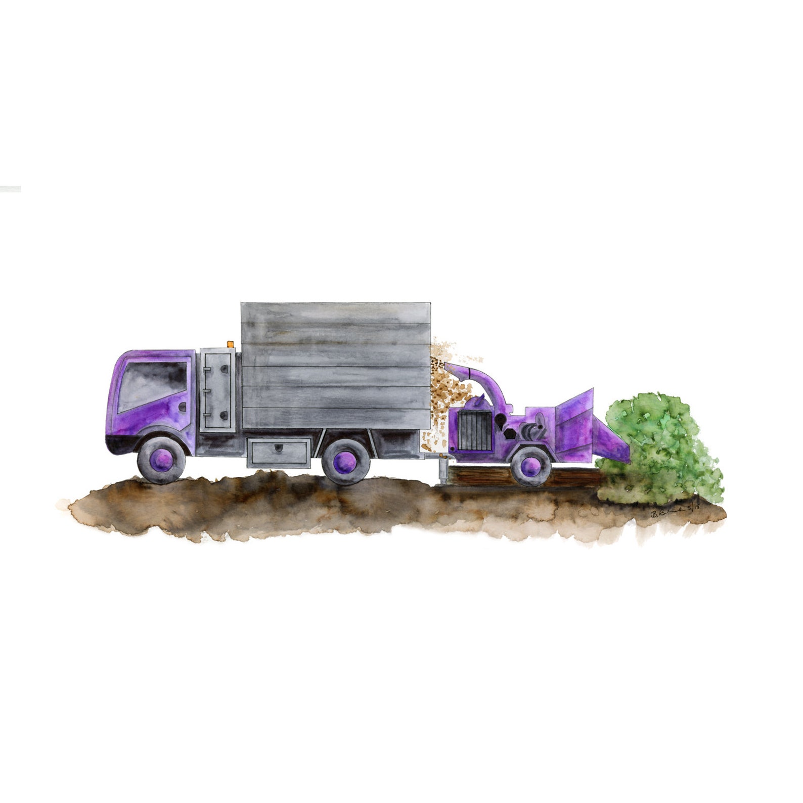 Kids Room Construction Art Wood Chipper Truck Art Boys Room - Etsy