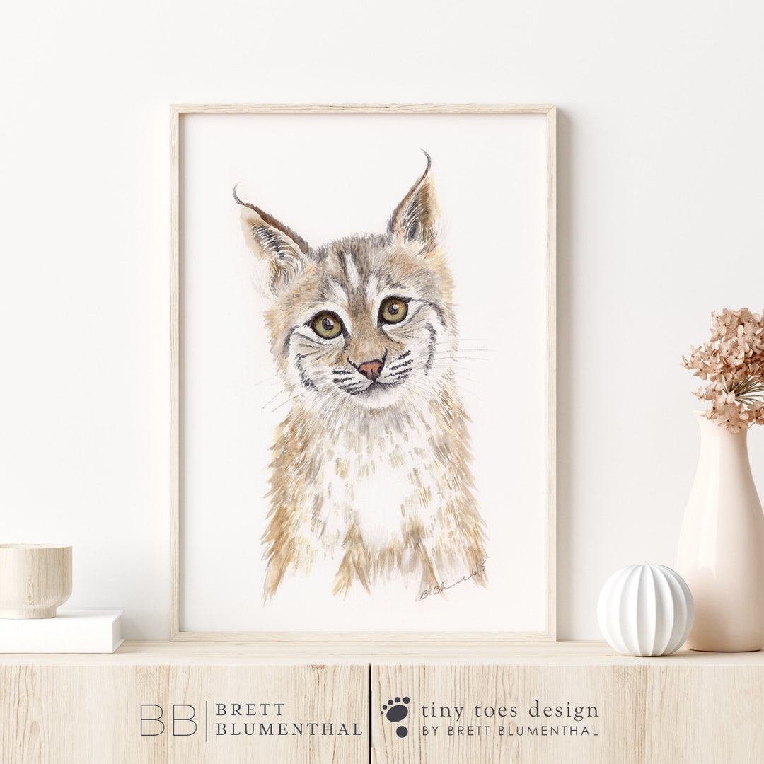 Wildcat Artwork, Baby Bobcat, Big Cat Art Print, Woodland Animal Art ...