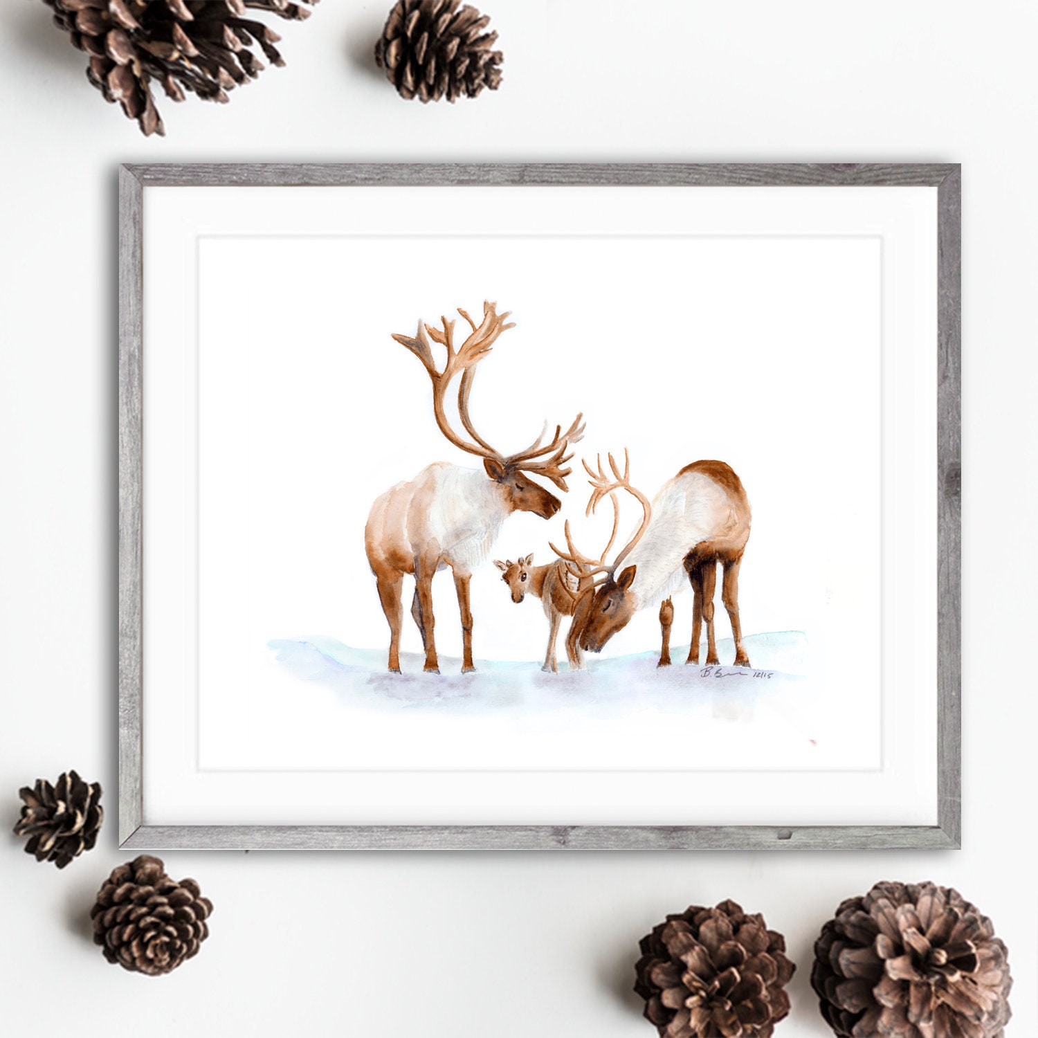 Reindeer Decorations Holiday Decor Winter Art Christmas | Etsy